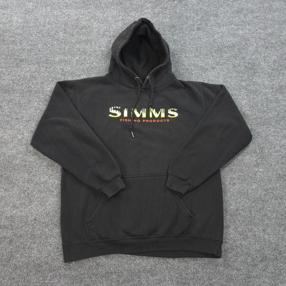 Simms | Shirts | Simms Hoodie Mens Medium Black Neon Logo Performance ...